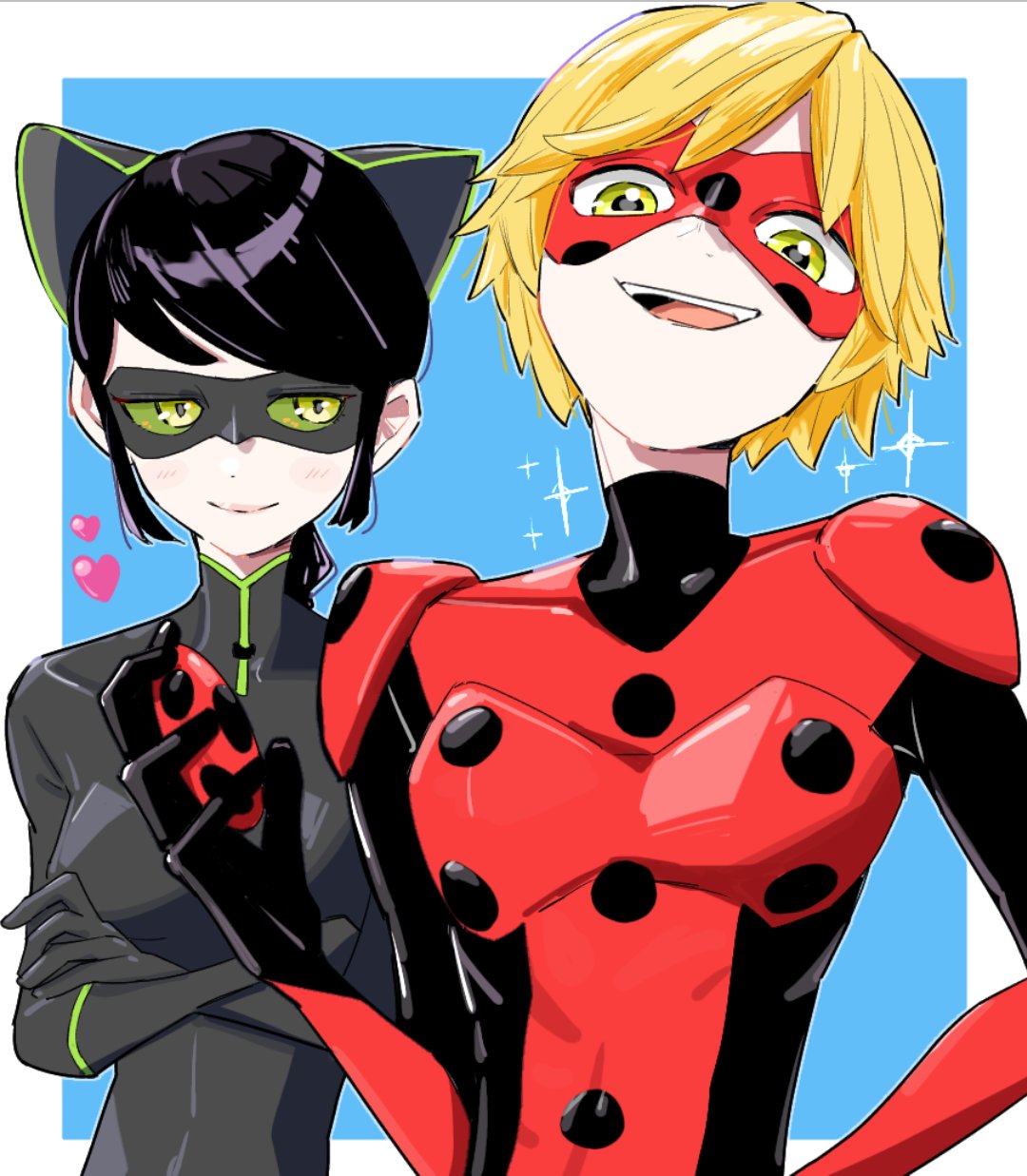 Safebooru - 1boy 1girl adrien agreste animal ears black bodysuit black hair black mask blonde ...