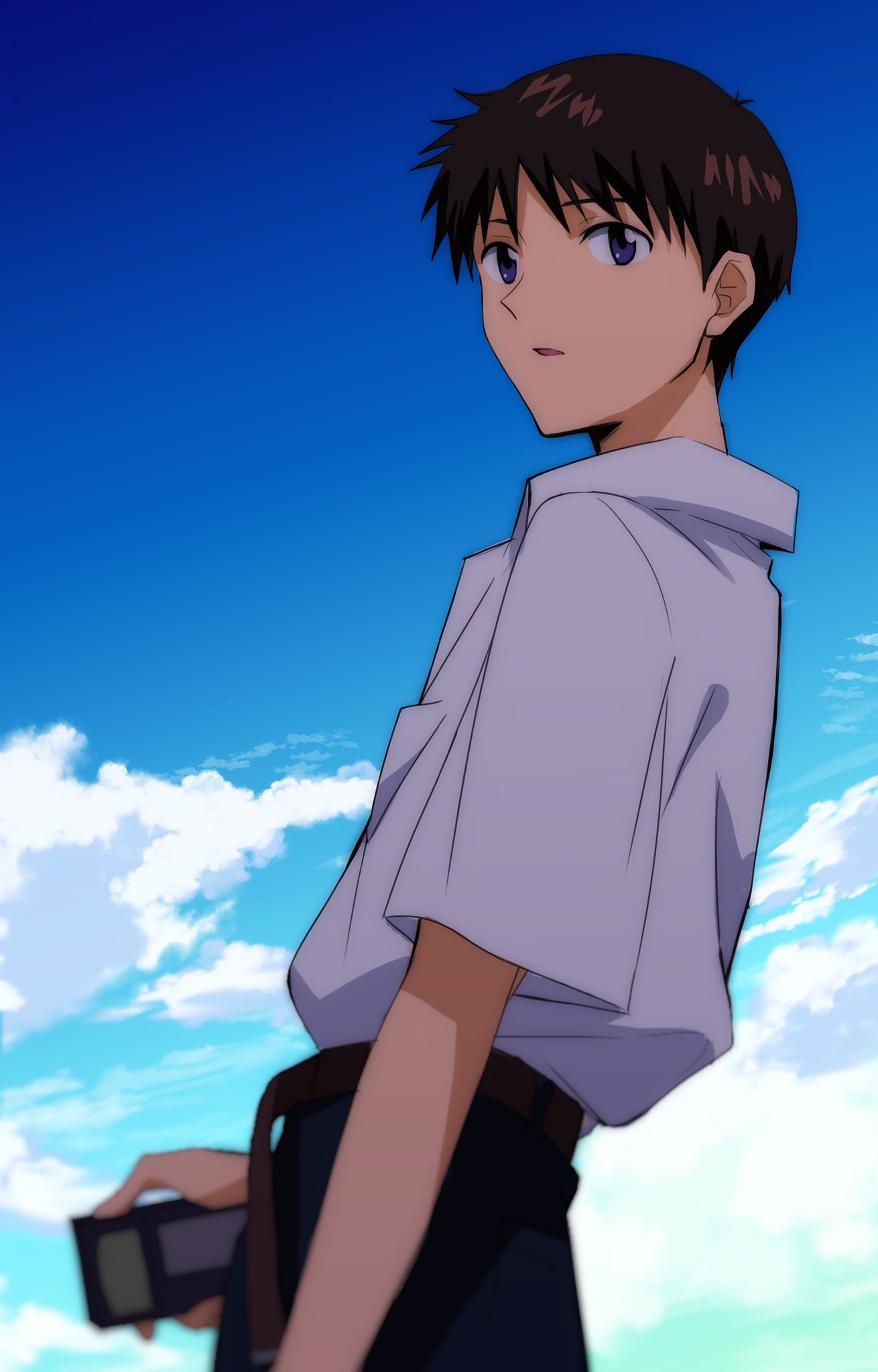 Safebooru - 1boy belt black belt black pants blue eyes brown hair ...