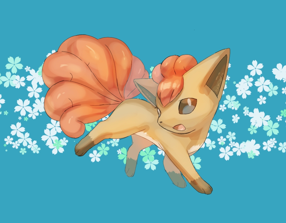 Safebooru - blue background brown eyes brown fur flower kam 0514 no ...