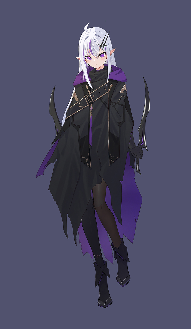 Safebooru - 1girl ahoge asymmetrical legwear black footwear black gloves black pantyhose black ...