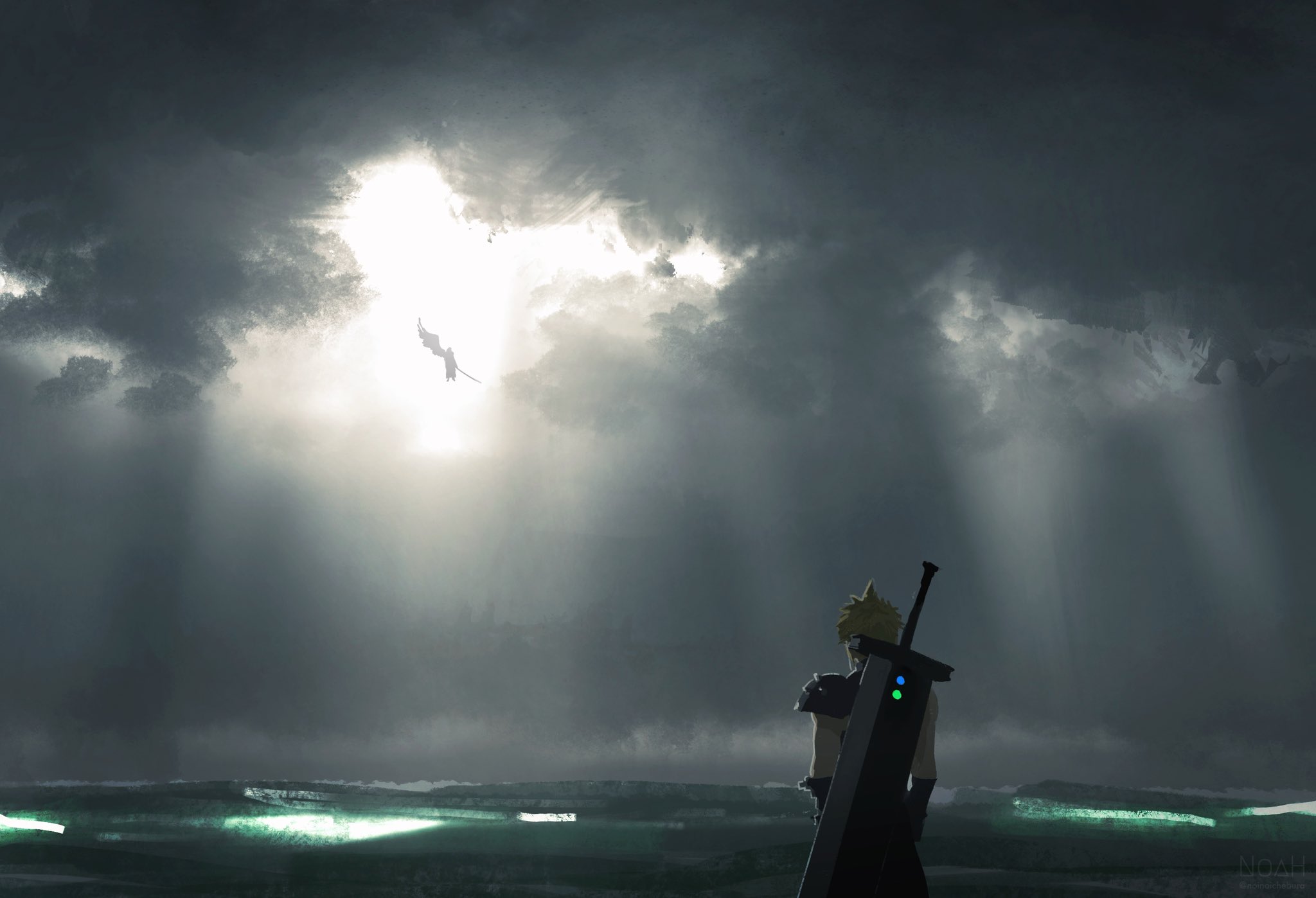 Safebooru - 2boys armor beach black pants blonde hair buster sword ...