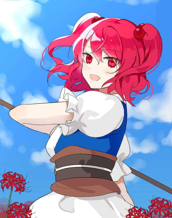 Safebooru - 1girl blue background chimi (s2yuyukos2) commentary fang ...