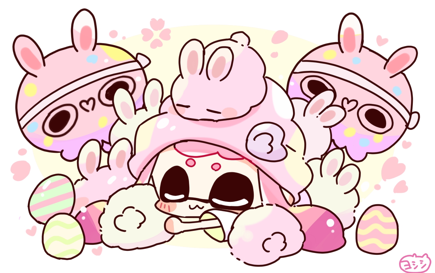 Safebooru - 1girl :3 beanie chibi closed eyes commentary request easter ...