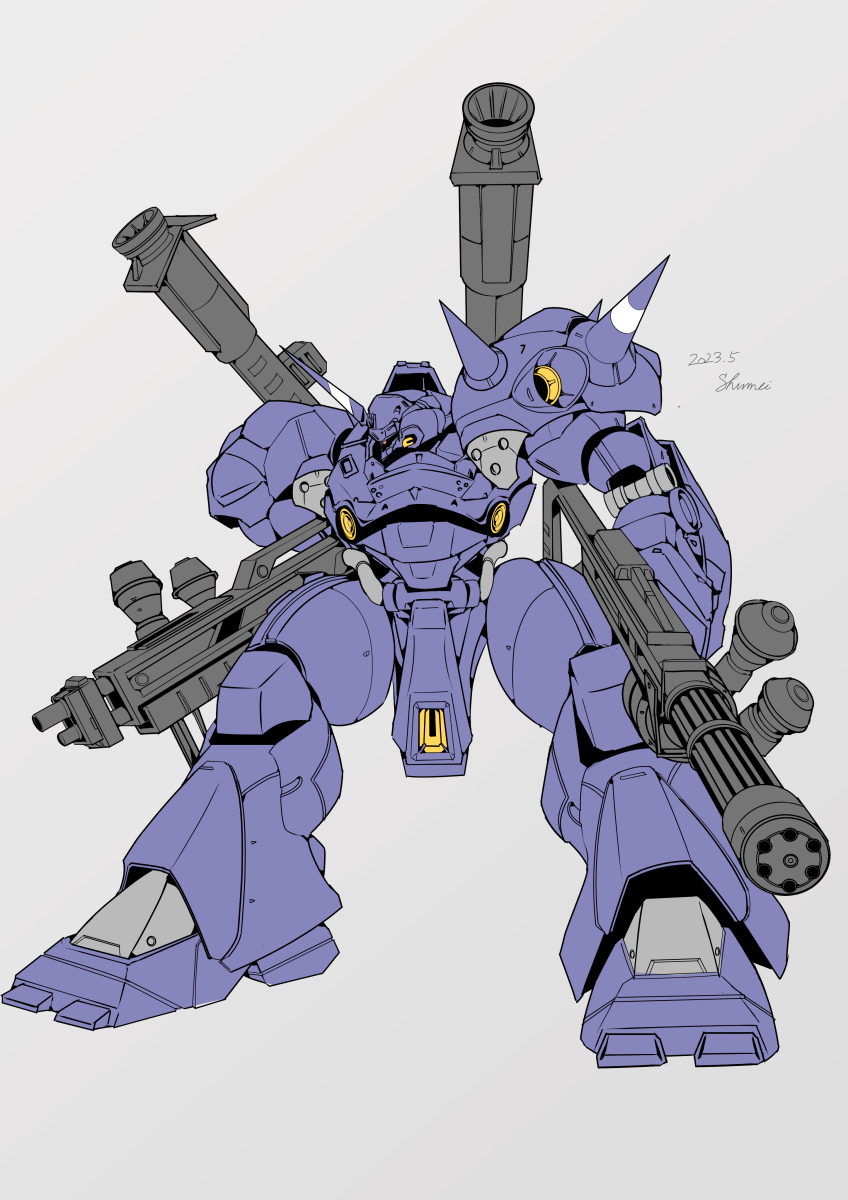 Safebooru - 2023 commentary request dated gatling gun grey background ...