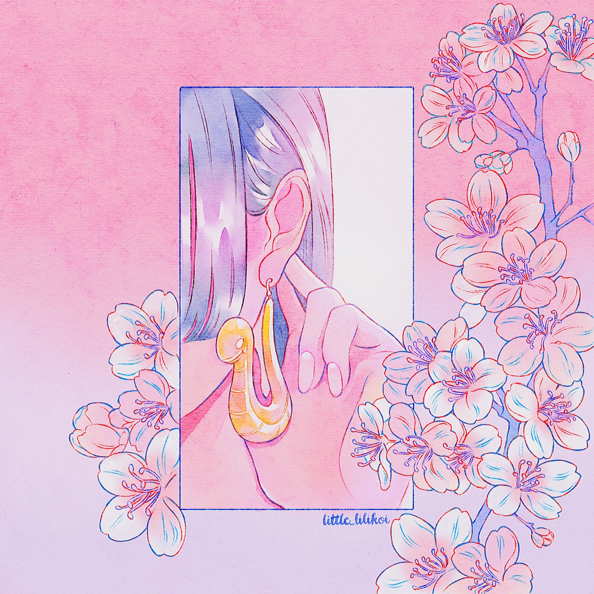 Safebooru - 1girl boa hancock border branch cherry blossoms close-up commentary earrings english ...