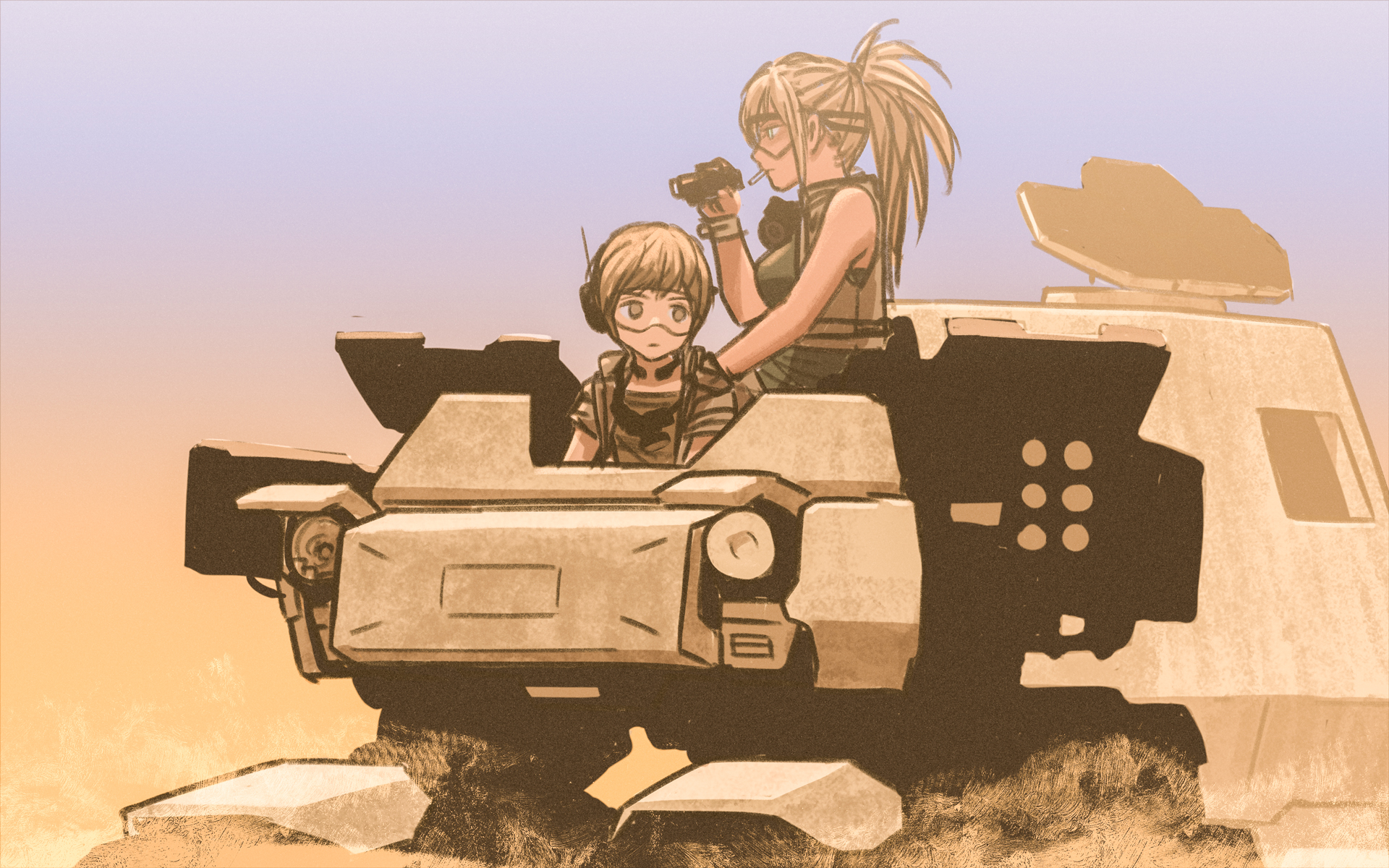 Safebooru - 1boy 1girl age difference binoculars commentary request ...