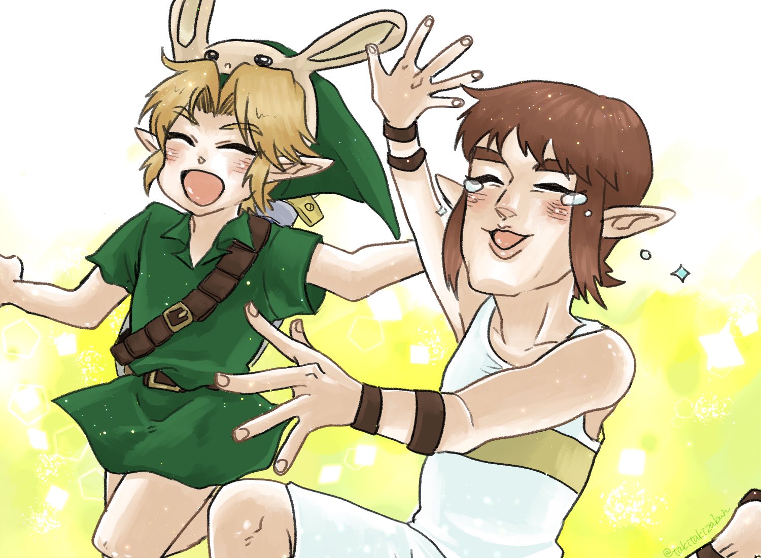 Safebooru - 2boys blonde hair brown hair bunny hood (zelda) crying ...