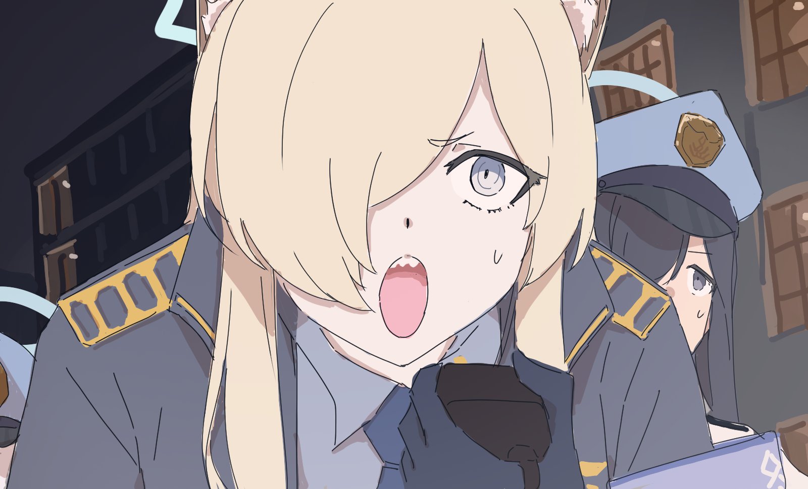 Safebooru - 3girls black eyes black gloves black hair black jacket blonde hair blue archive blue ...