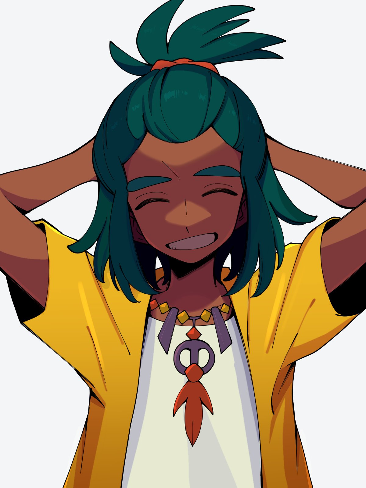 Safebooru - 1boy arms behind head closed eyes dark-skinned male dark ...