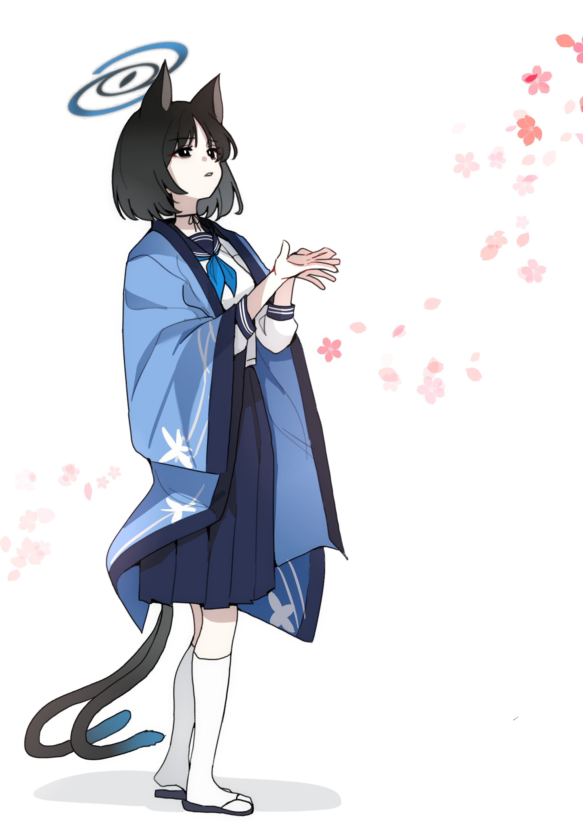 Safebooru - 1girl absurdres animal ears black eyes black hair black sailor collar black skirt ...