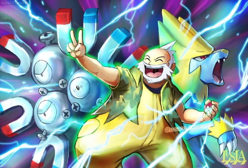 Safebooru - 1boy :d artist name balding beard closed eyes electricity ...