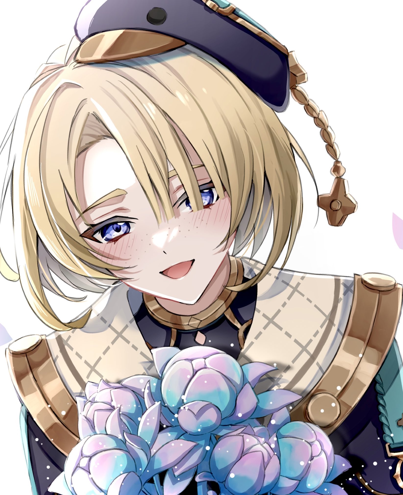 Safebooru - 1boy beret bishounen blonde hair blue eyes blush freminet (genshin impact) genshin ...
