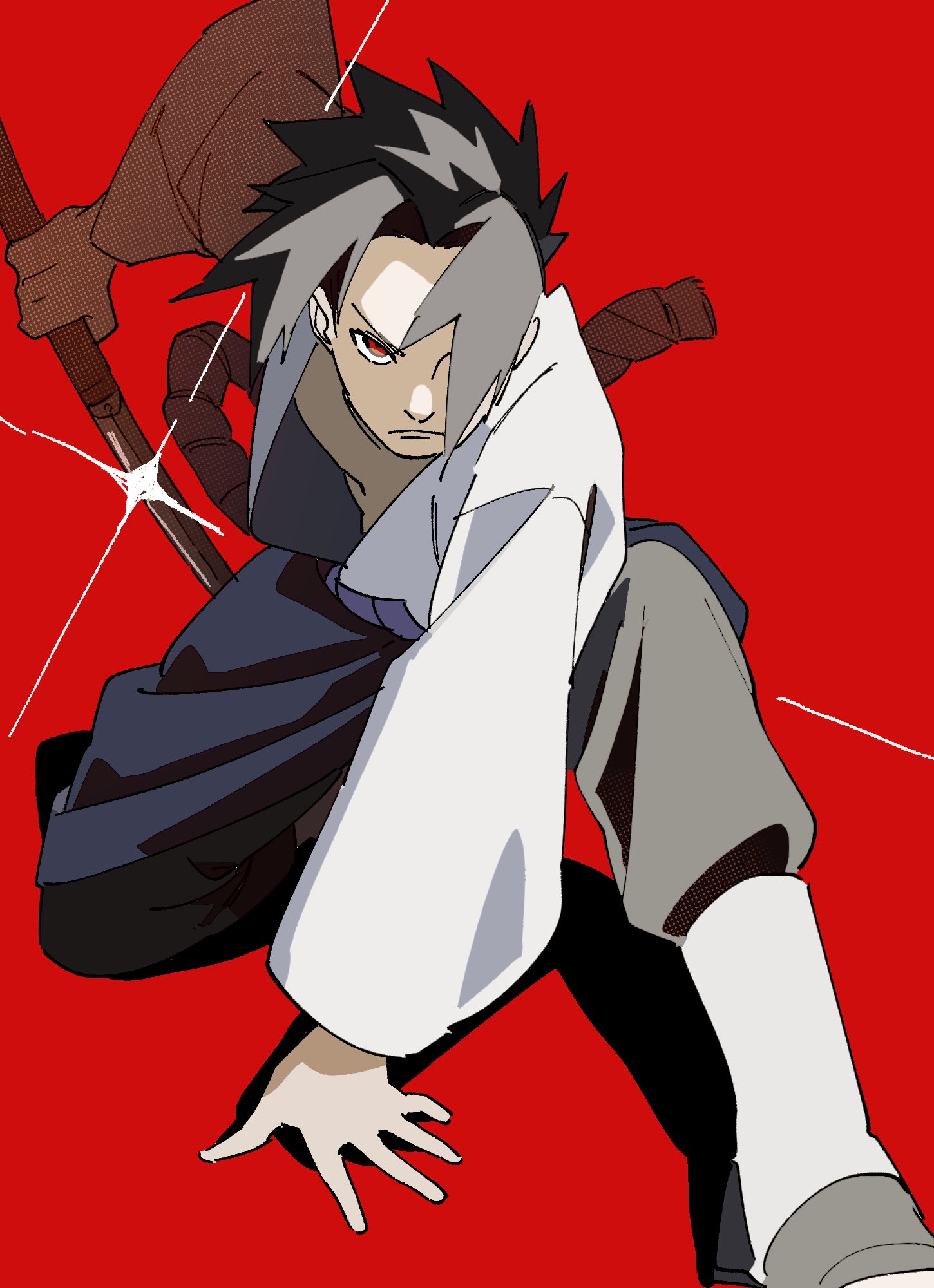 Safebooru - 1boy black hair hair over one eye highres holding holding sword holding weapon ...