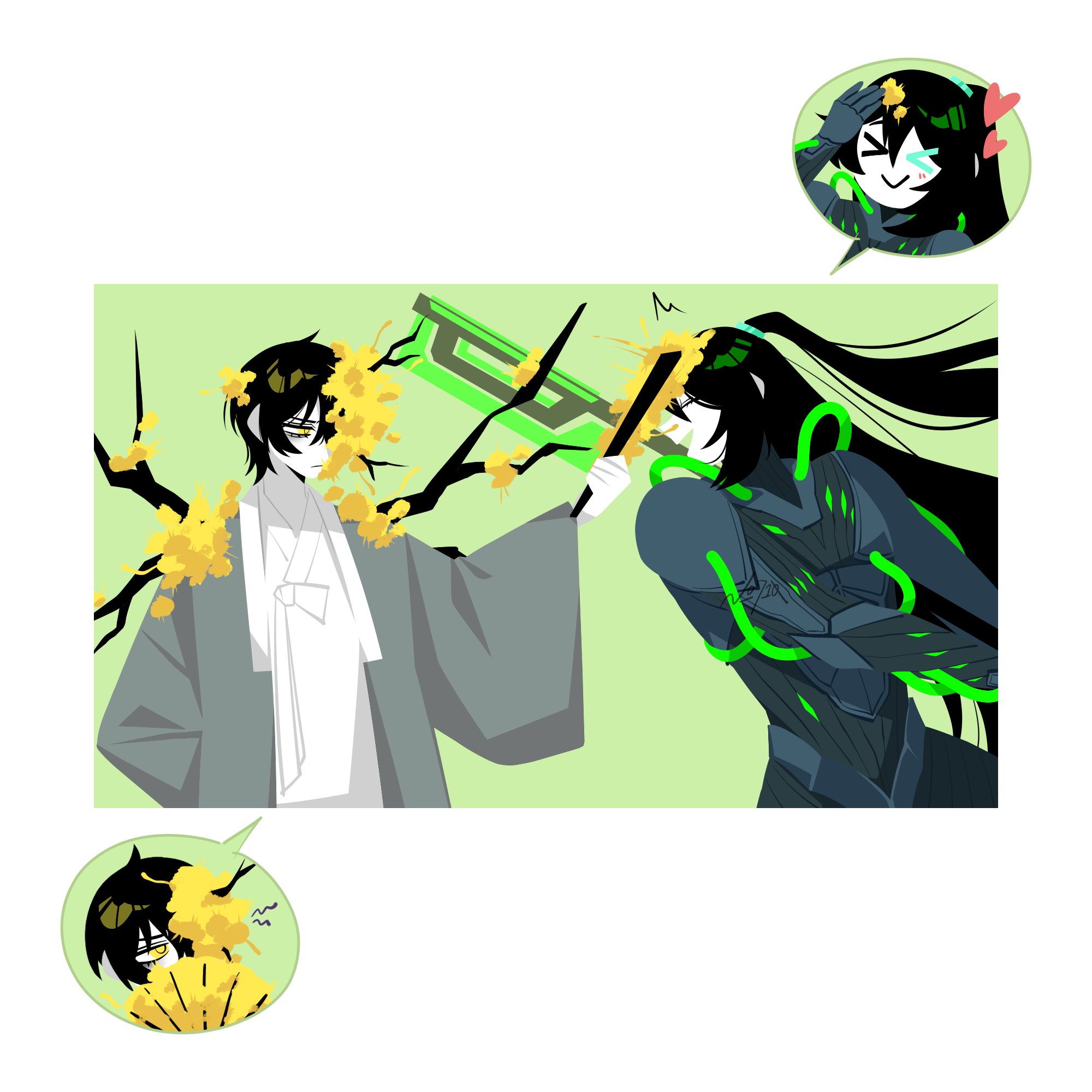 Safebooru - 2boys armor black eyes black hair blue eyes blue hairband ...