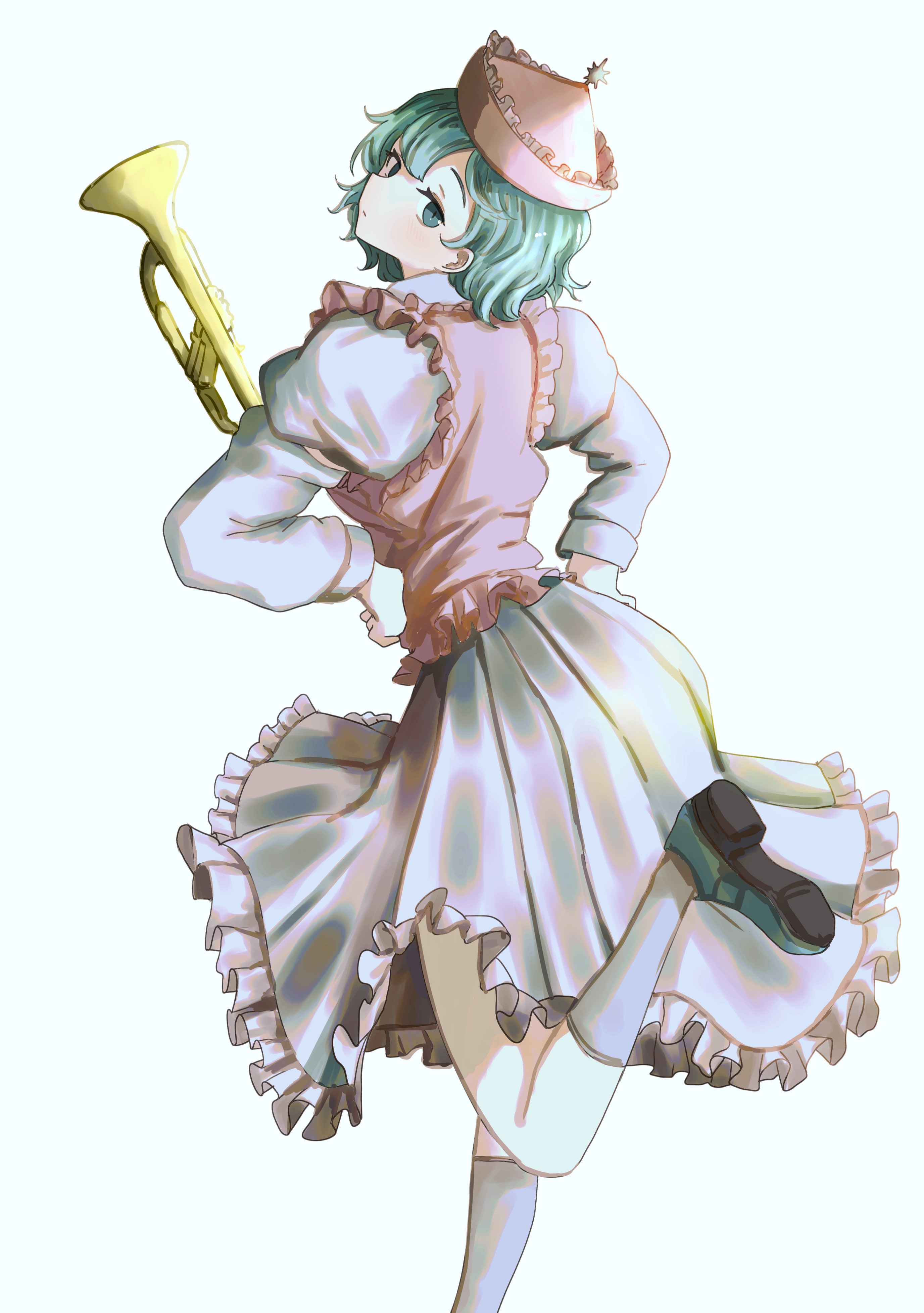 Safebooru - 1girl absurdres blue eyes blue hair head tilt highres ...