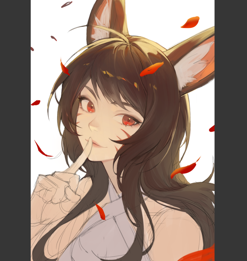 Safebooru - 1girl ahri (league of legends) animal ear fluff animal ears closed mouth facial mark ...