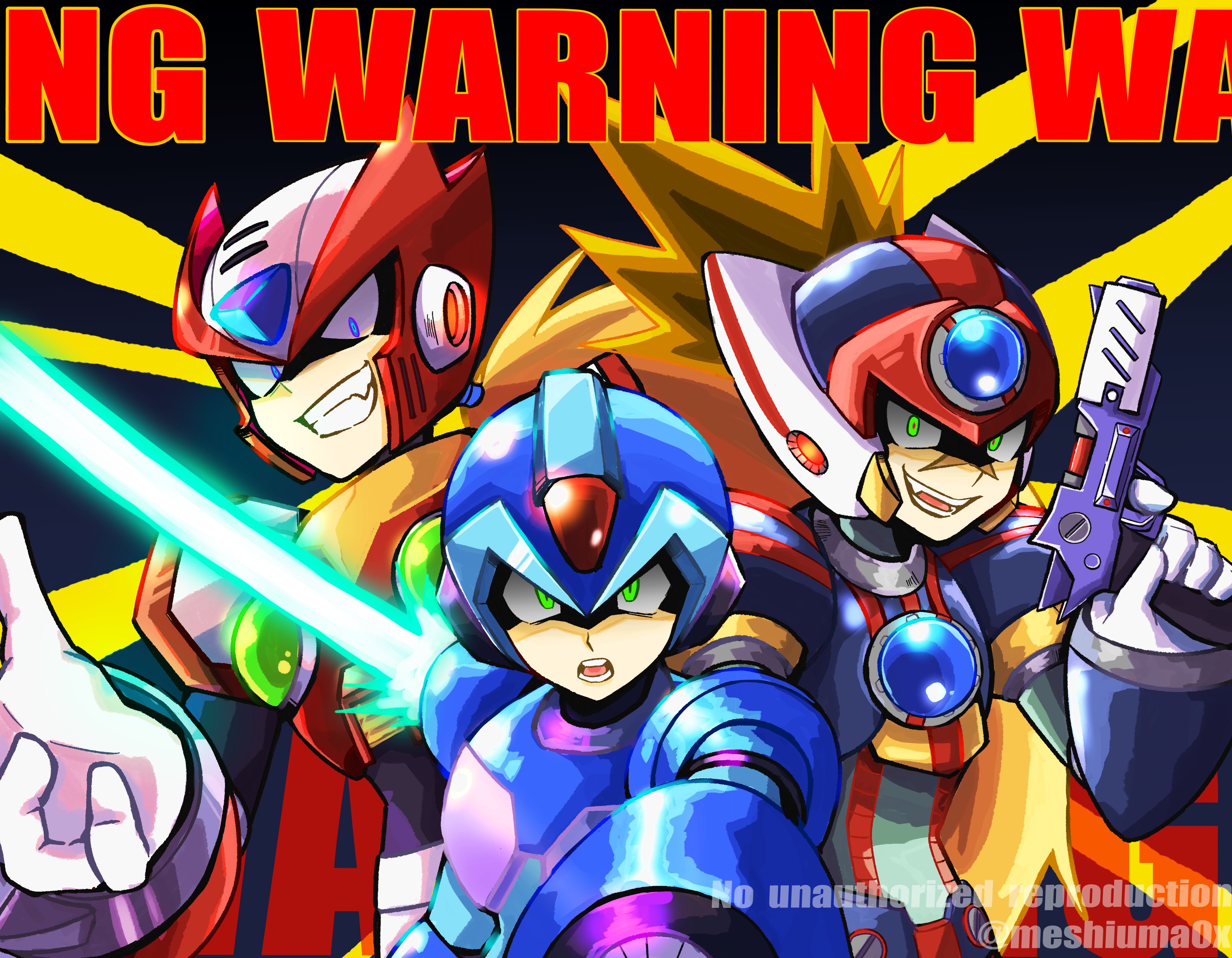 Safebooru - 3boys absurdres android arm cannon armor axl (mega man) black armor black helmet ...