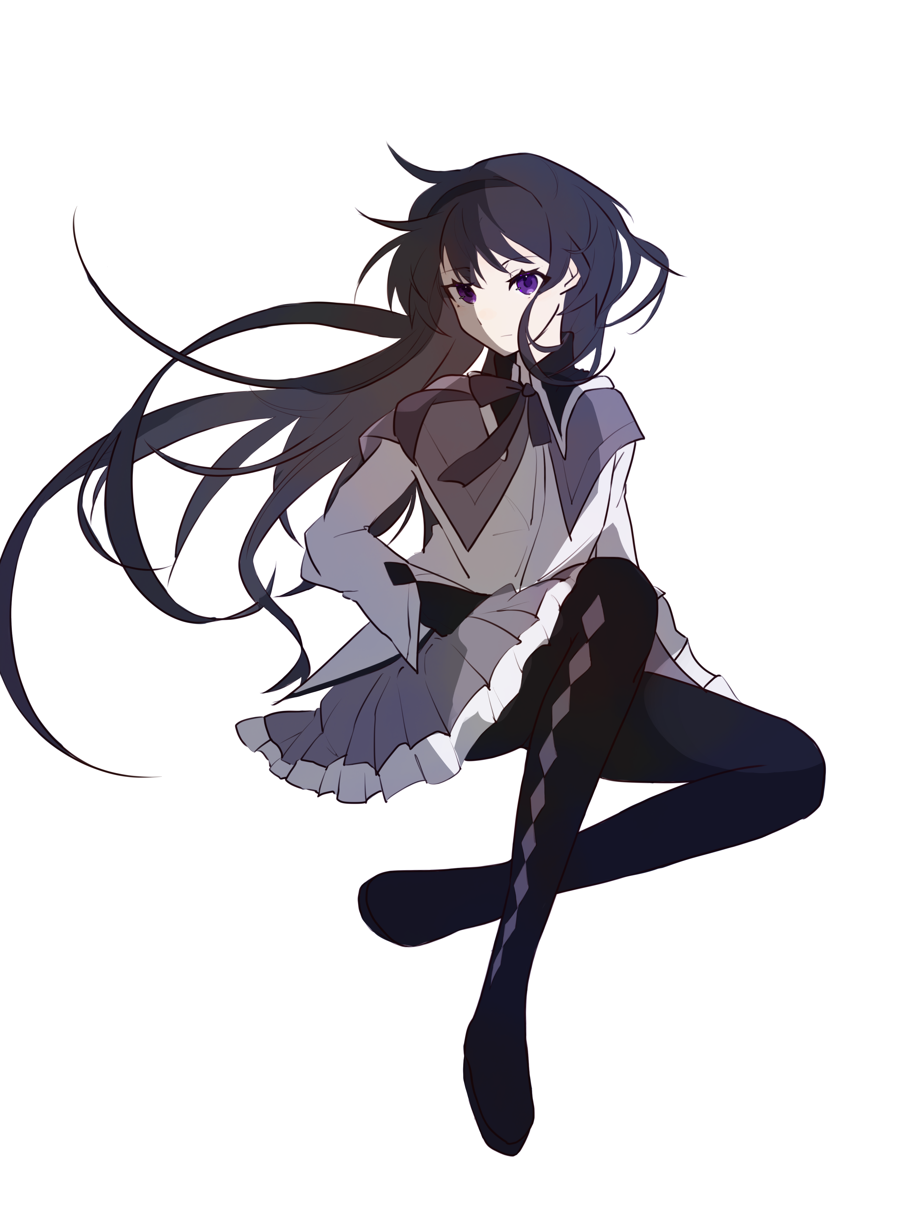 Safebooru - 1girl absurdres akemi homura argyle clothes argyle footwear black capelet black ...