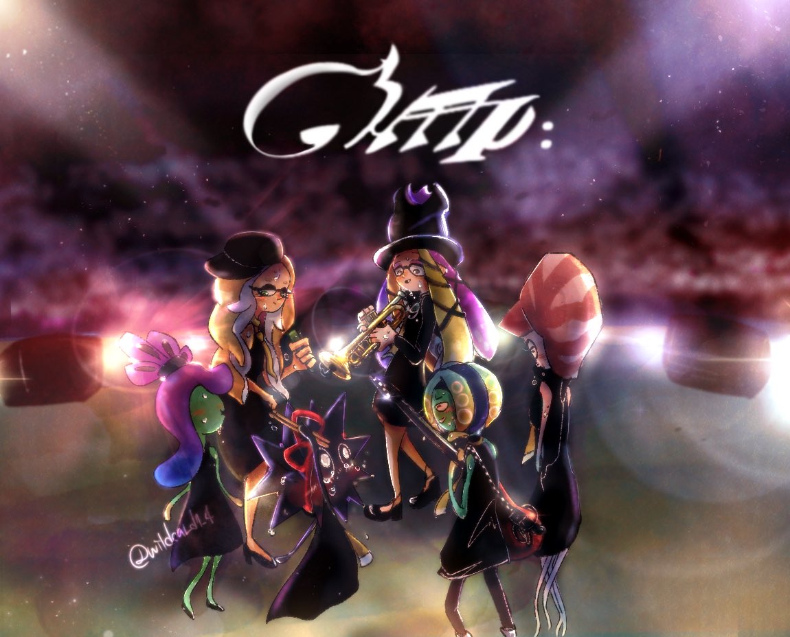 Safebooru - 6+girls aachin (splatoon) bibi (splatoon) black dress black ...