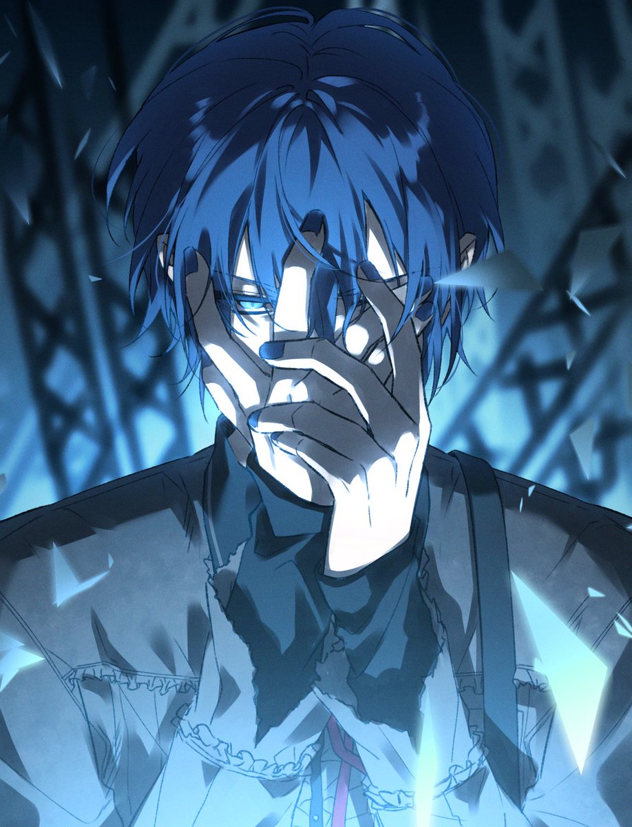 Safebooru - 1boy 25-ji kaito 25-ji nightcord de. (project sekai) blue eyes blue hair blue nails ...