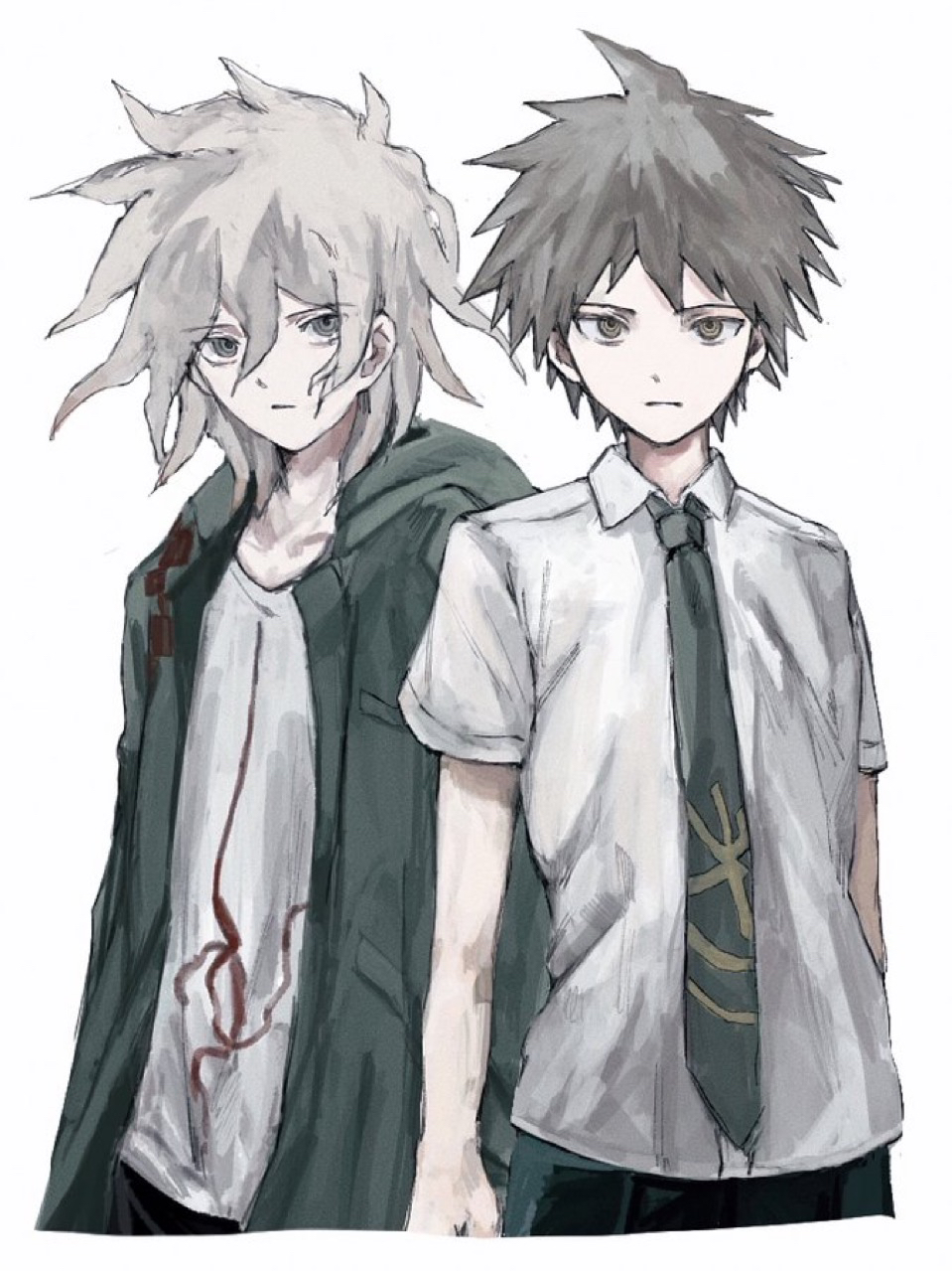 Safebooru - 2boys brown hair collarbone collared shirt cropped torso danganronpa (series ...