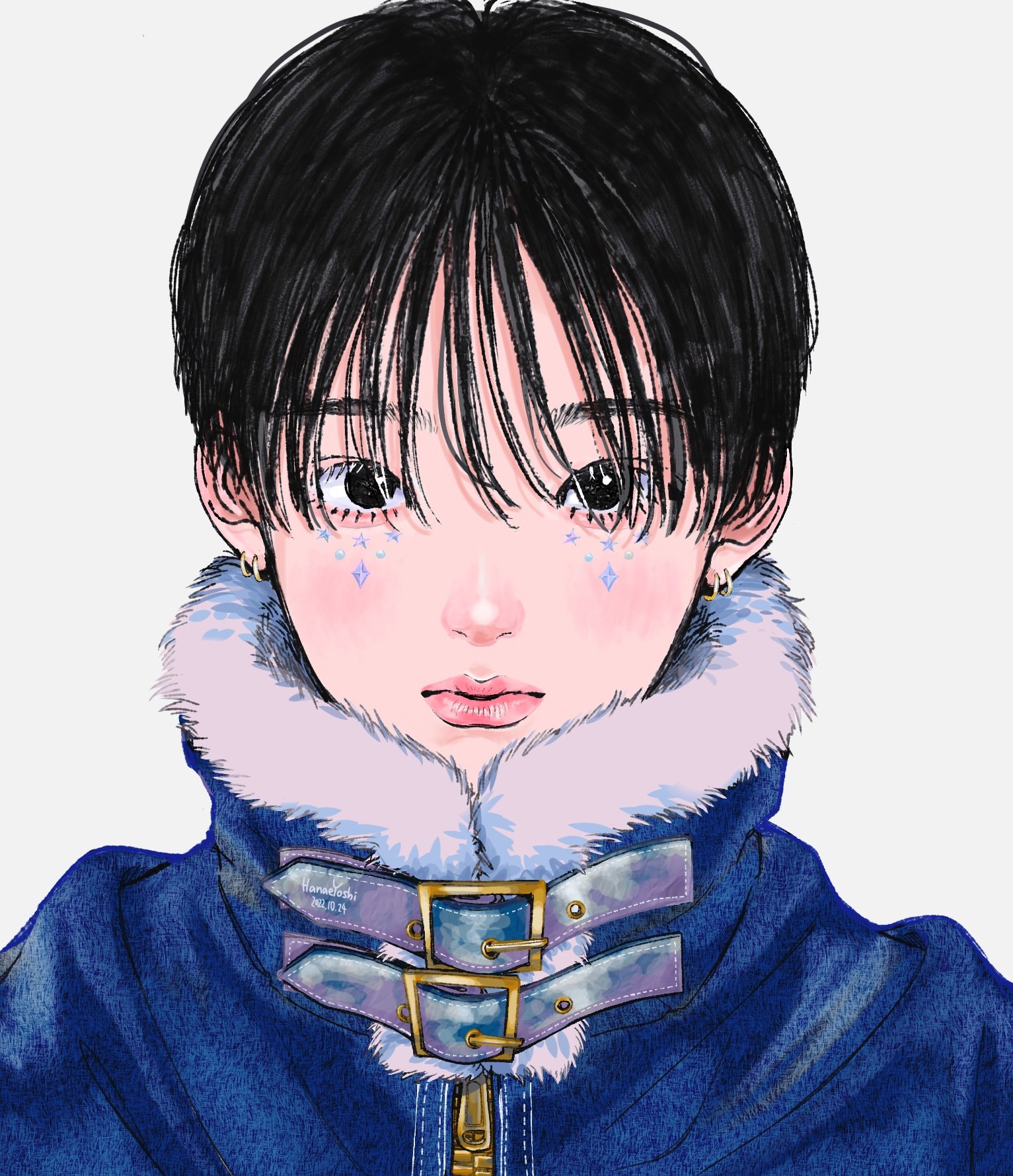 Safebooru - 1boy artist name belt black belt black eyes black hair blue coat closed mouth coat ...