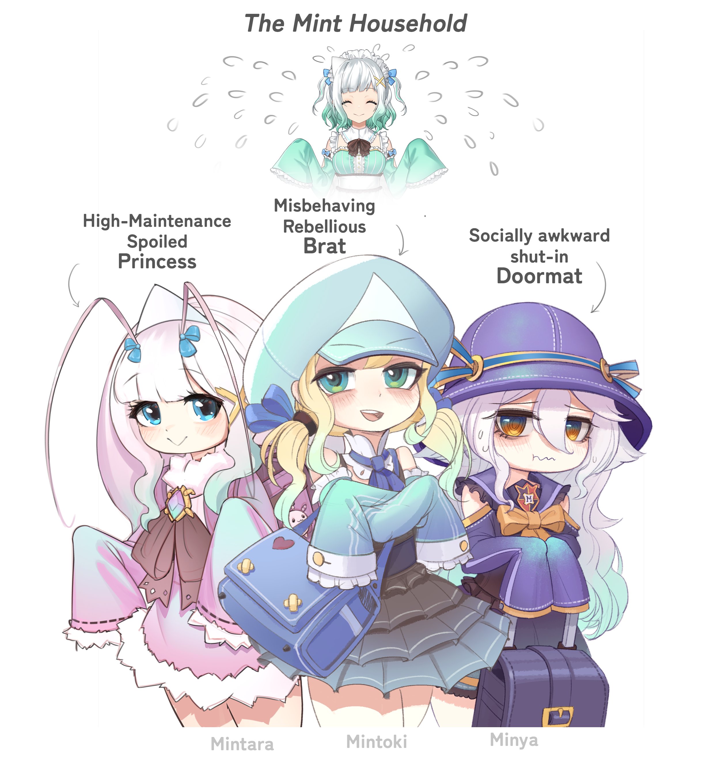 Safebooru - 4girls @ @ absurdres arthropod girl beret blonde hair blue ...