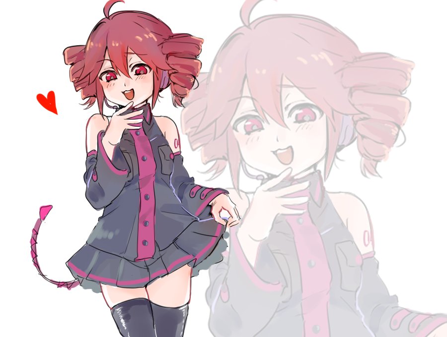 Safebooru - 1girl :3 ahoge black hair black thighhighs blush detached sleeves drill hair ...