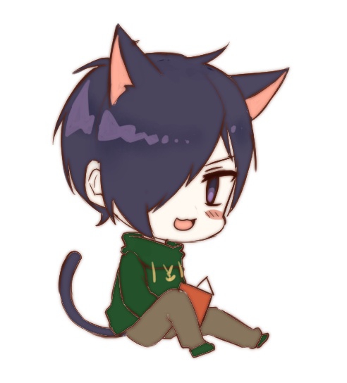 Safebooru - 1boy :3 aiba ibuki animal ears blush stickers book brown ...