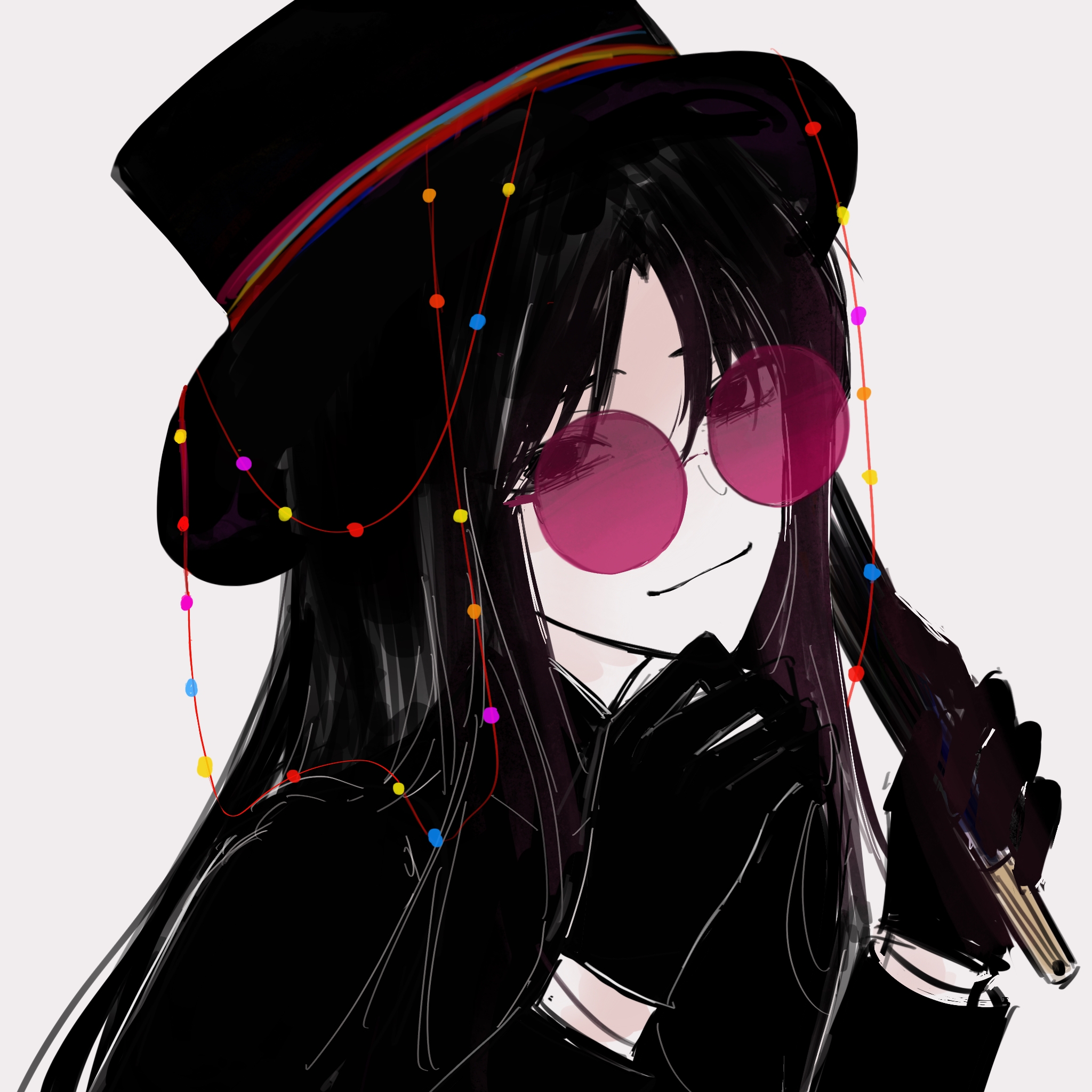 Safebooru - 1boy beads black eyes black gloves black hair black hat black shirt chinese ...