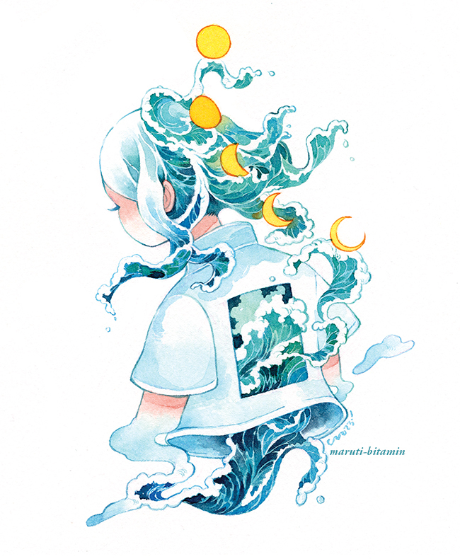 Safebooru - androgynous blue hair blue shirt closed eyes cloud print ...