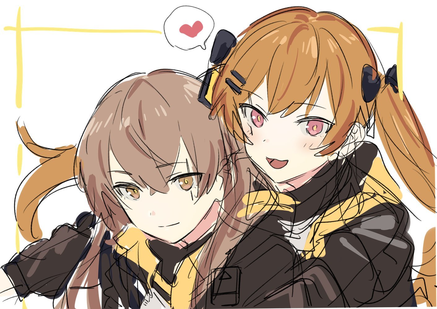 Safebooru - 2girls black jacket brown hair girls frontline jacket ...