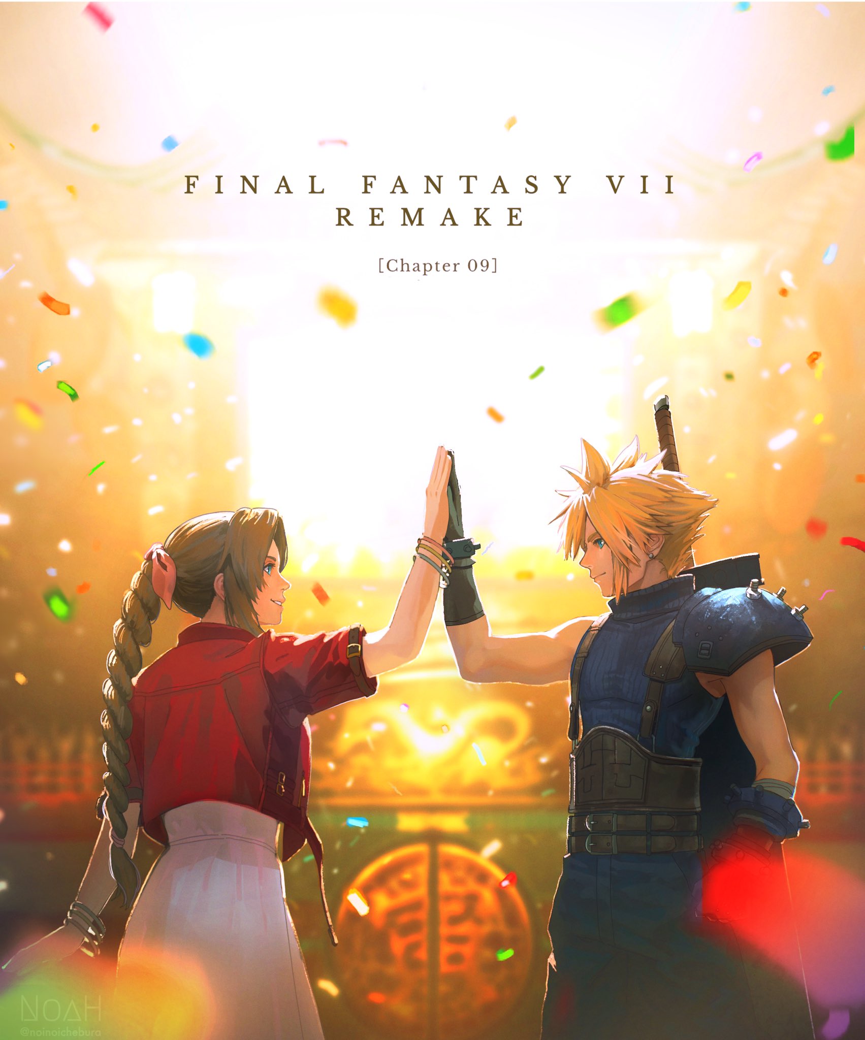 Safebooru - 1boy 1girl aerith gainsborough aqua eyes armor artist name bandaged arm bandages ...