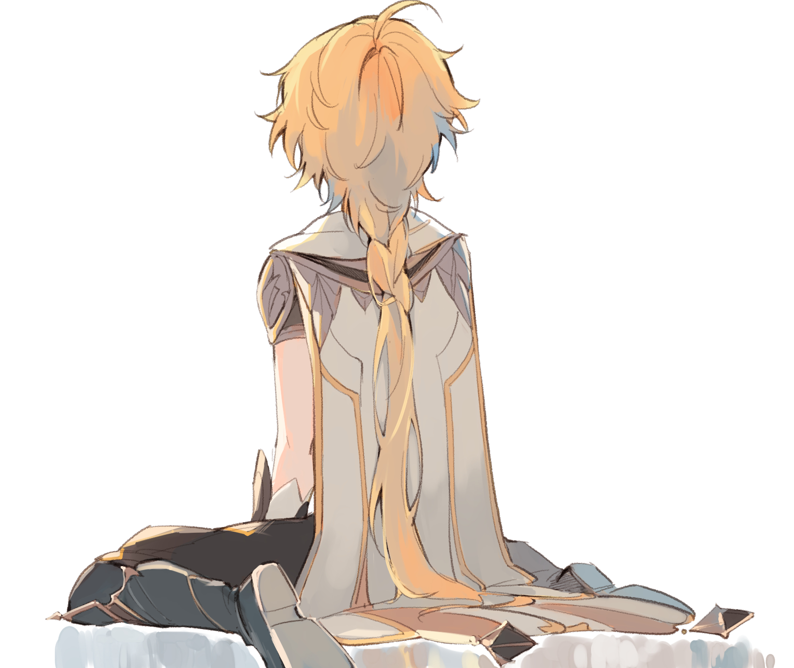 Safebooru - 1boy aether (genshin impact) ahoge arm armor armor back baggy pants blonde hair ...