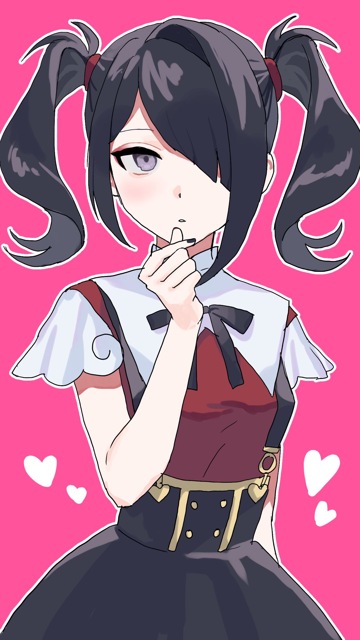 Safebooru - 1girl ame-chan (needy girl overdose) black hair black ribbon black skirt collared ...