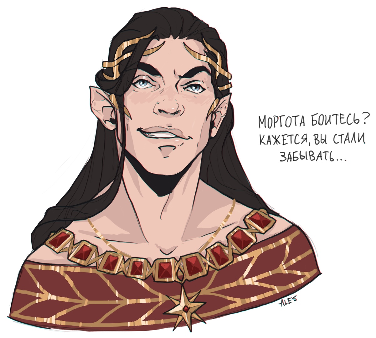 Safebooru - 1boy ales black hair circlet elf feanor gem gold circlet ...