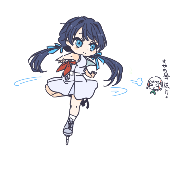 Safebooru - 2girls blue dress blue eyes blue hair blue ribbon bob cut ...