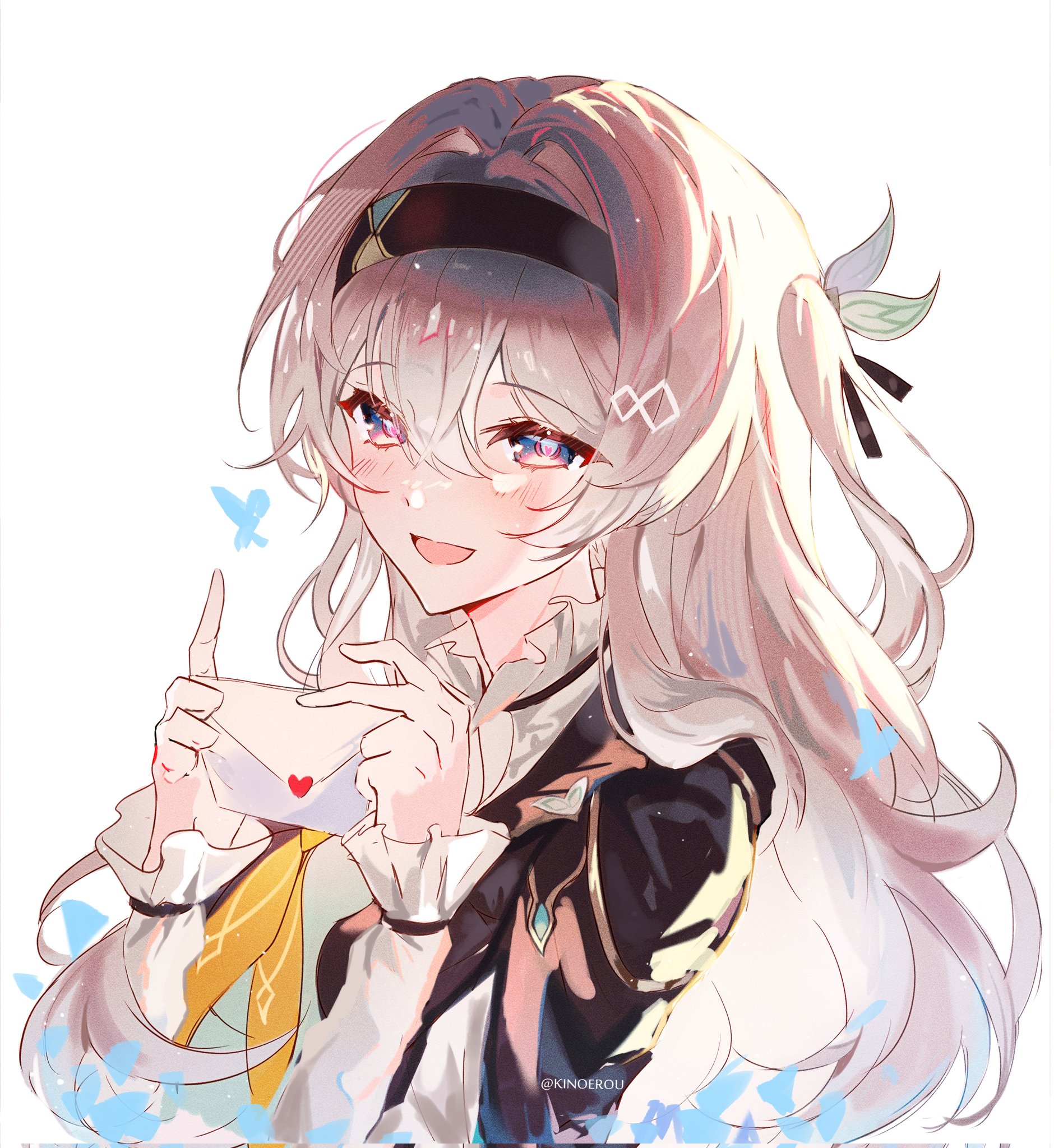 Safebooru - 1girl black hairband cropped jacket firefly (honkai: star rail) grey hair hair ...