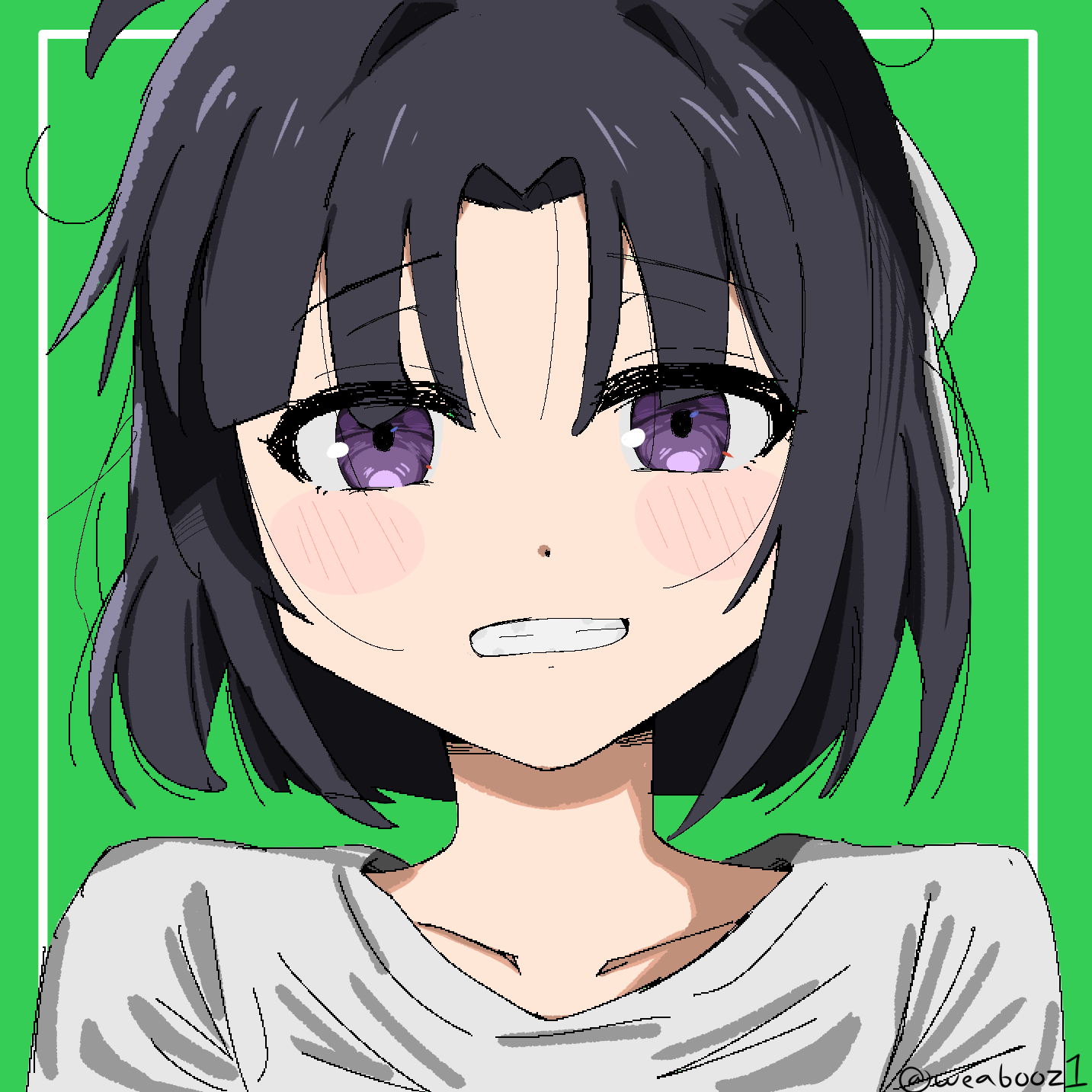 Safebooru - 1girl awa subaru black hair commentary english commentary girls band cry green ...