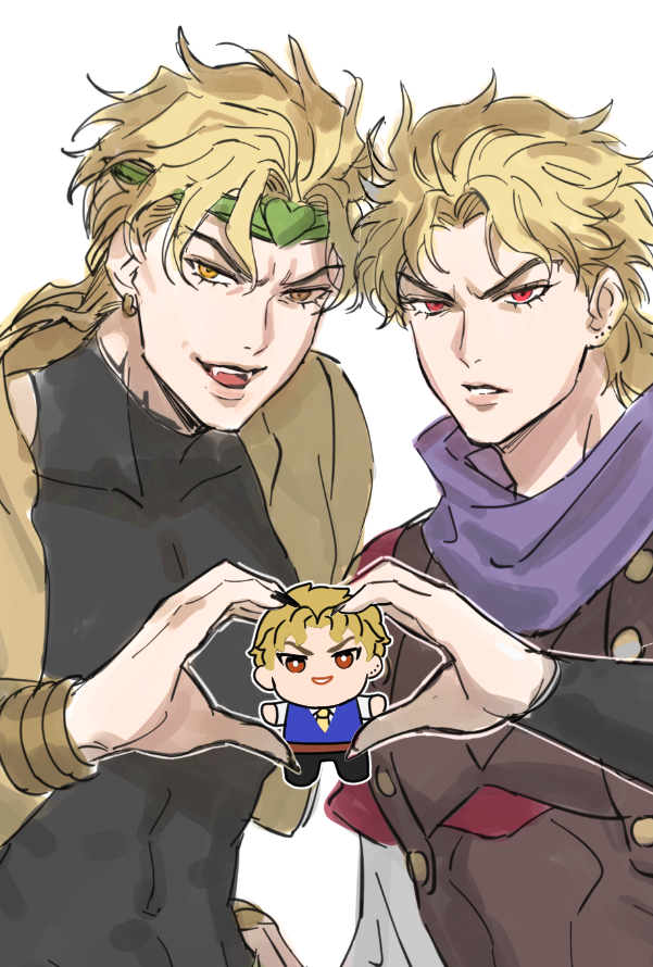 Safebooru - 2boys birthmark black nails blonde hair bustersiri chibi chibi inset dio brando ear ...