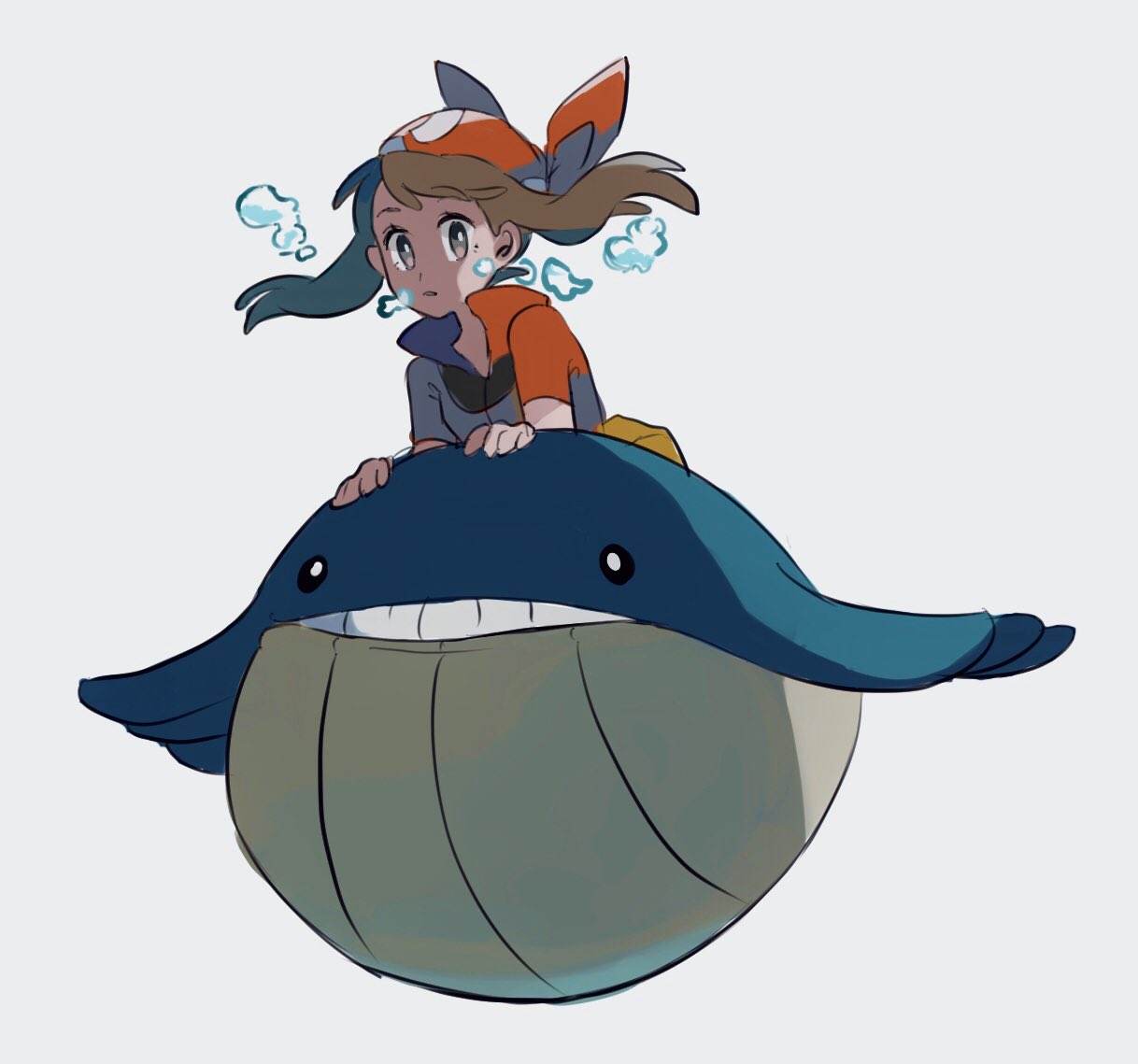 Safebooru - 1girl air bubble bandana brown hair bubble grey eyes high ...