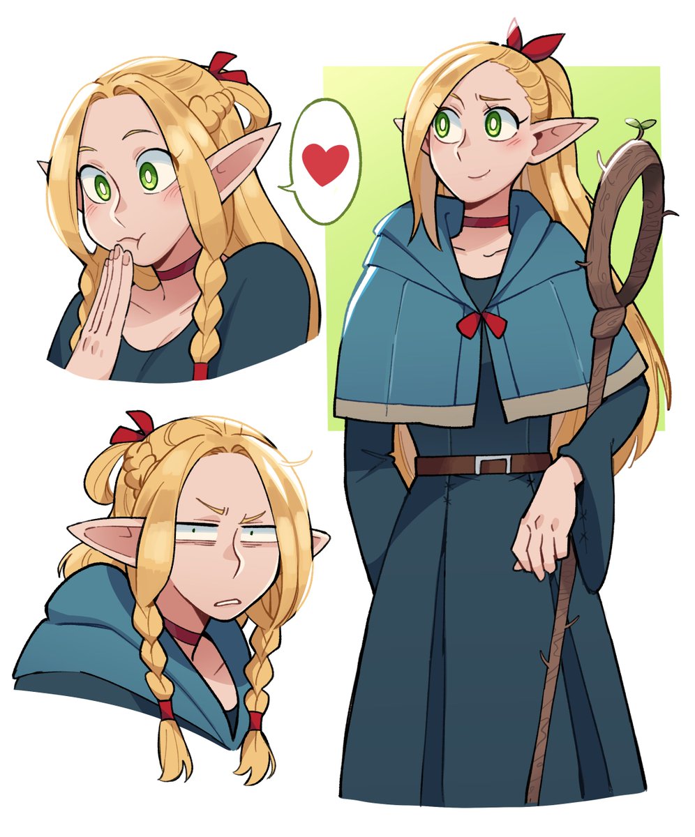 Safebooru - 1girl belt blonde hair blue capelet blue dress braid capelet dress dungeon meshi ...