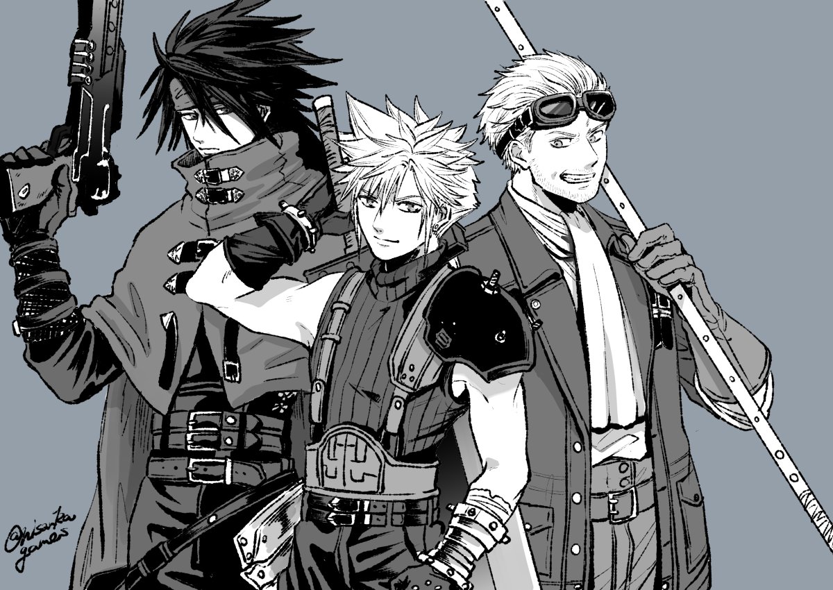Safebooru - 3boys armor artist name ascot bandaged arm bandages belt ...