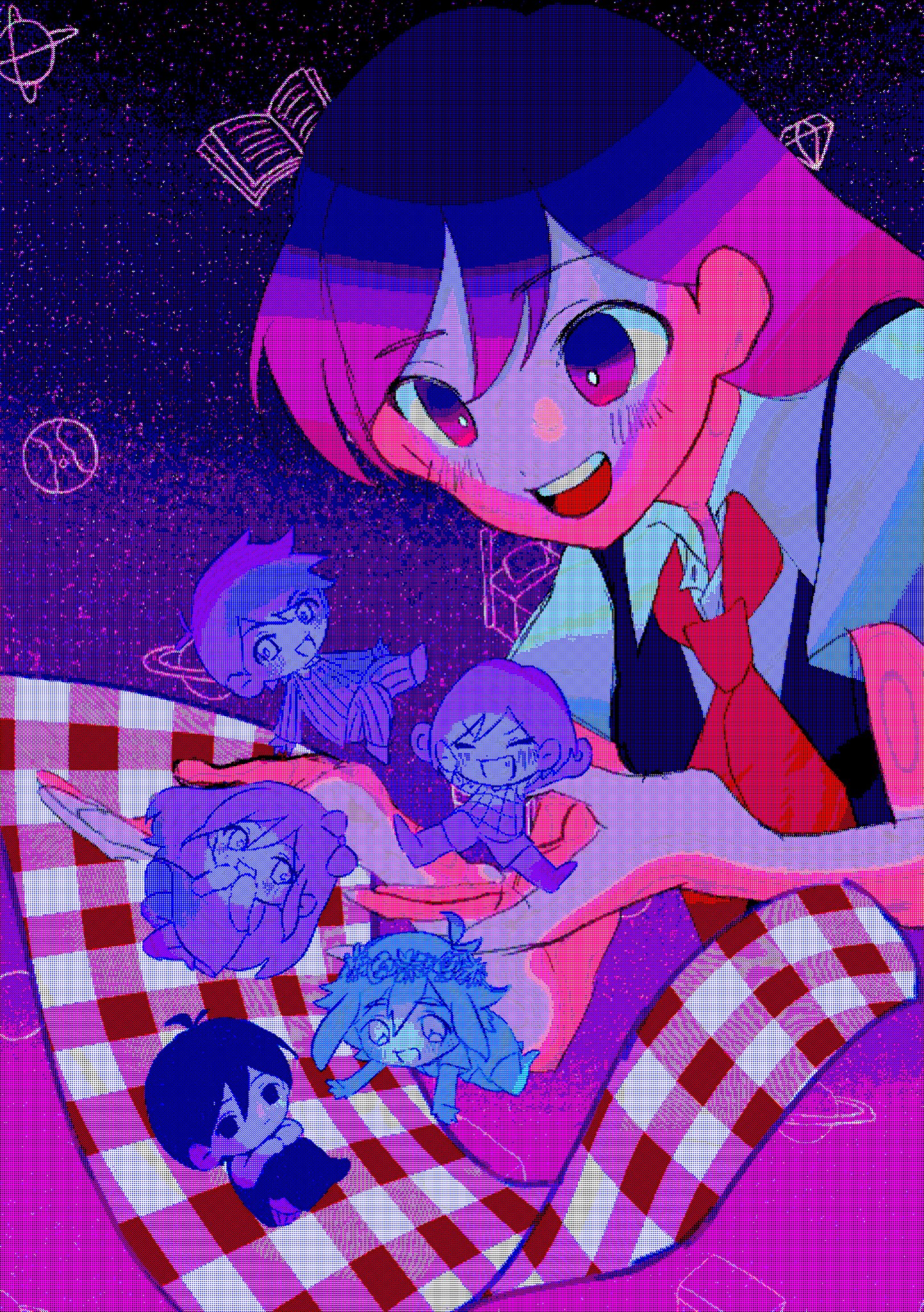 Safebooru - 2girls 4boys :d antenna hair aubrey (headspace) (omori) aubrey (omori) basil ...