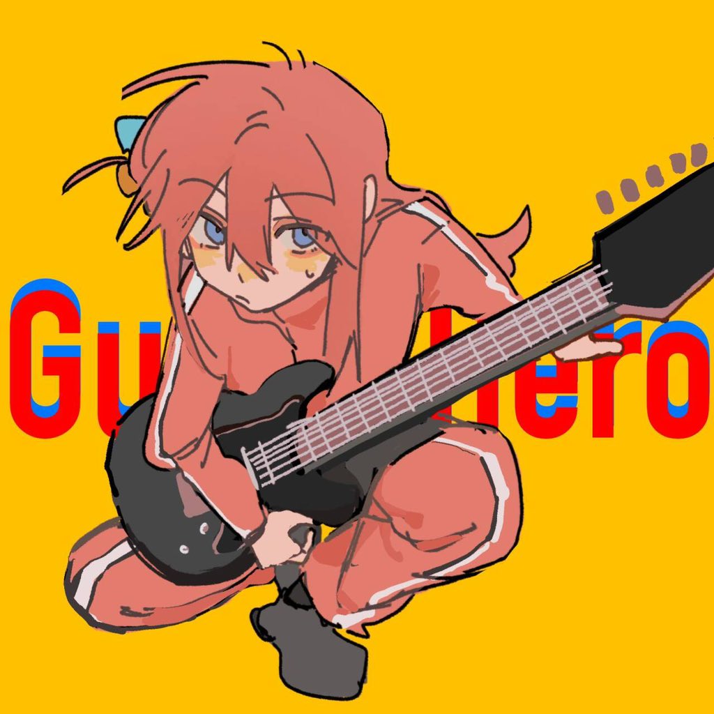 Safebooru - 1girl blue eyes bocchi the rock! closed mouth cube hair ornament electric guitar ...