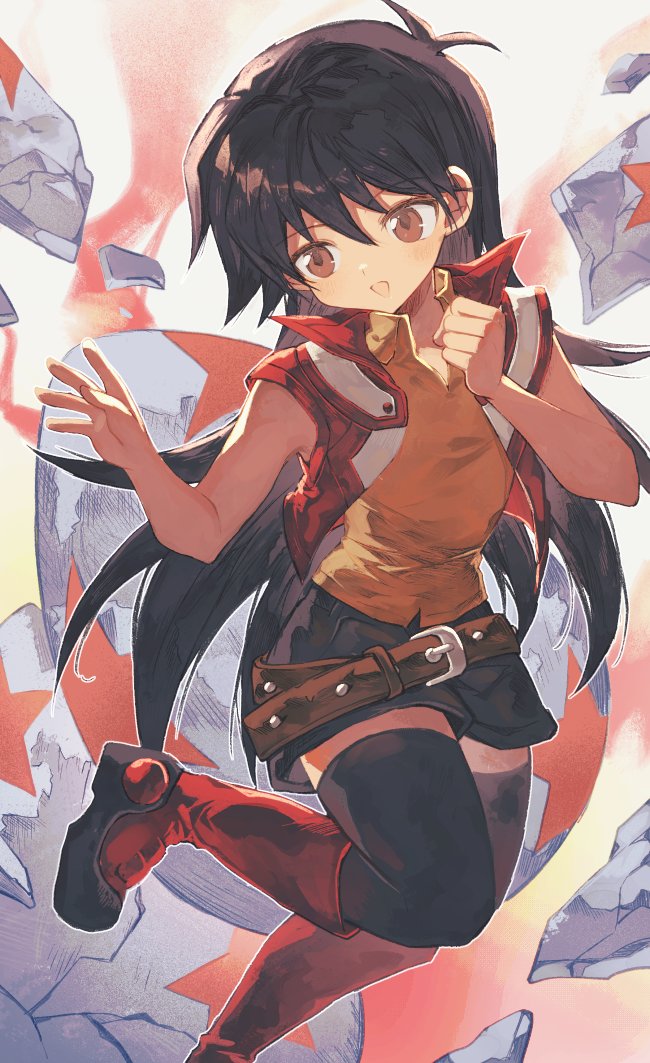 Safebooru - 1girl black hair boots breasts brown eyes duel academy ...