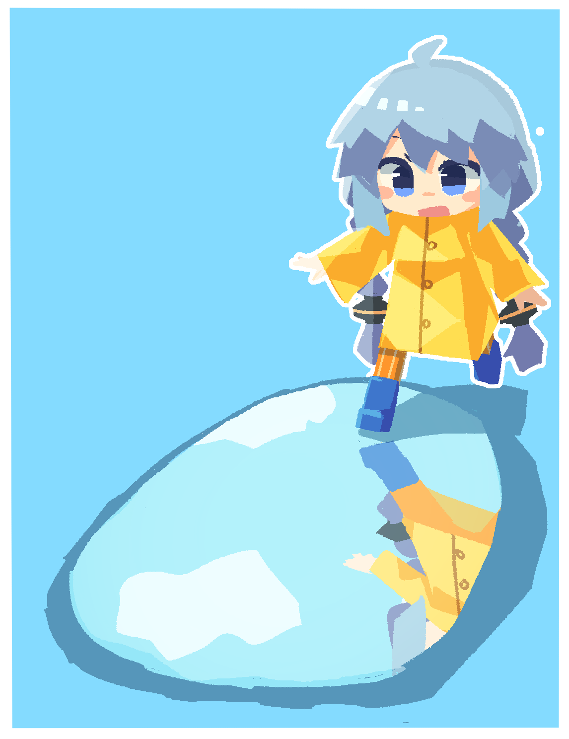 Safebooru - 1girl ahoge alternate costume blue background blue eyes ...