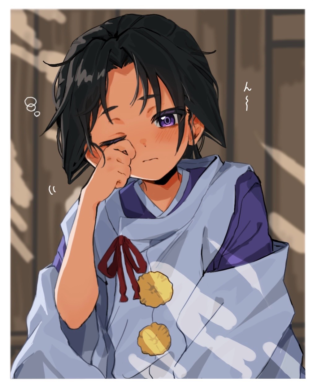 Safebooru - 1boy androgynous black hair blush bow highres houjou ...