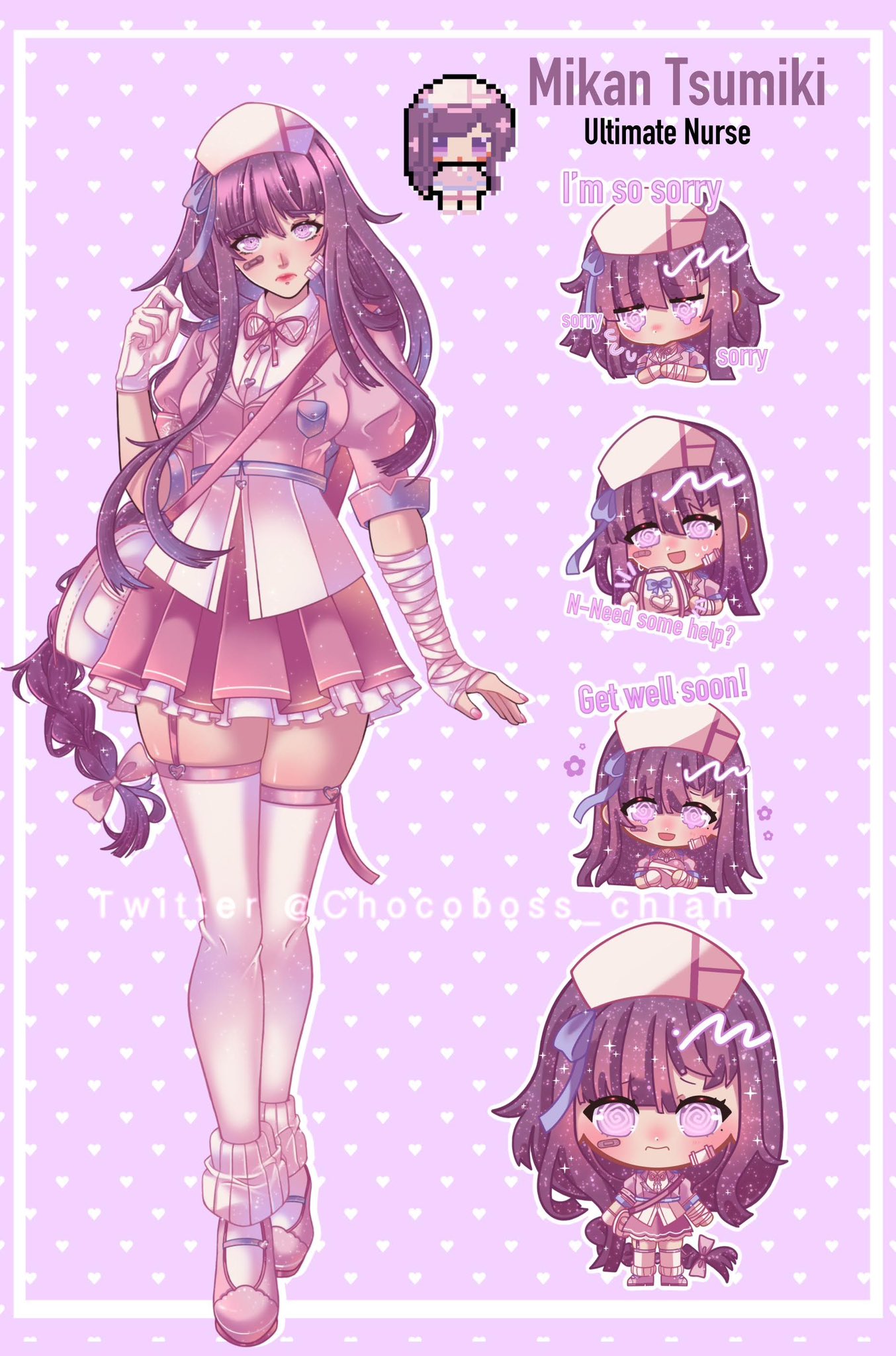 Safebooru - 1girl :d alternate costume alternate hairstyle angeliii apron bandaged arm bandages ...