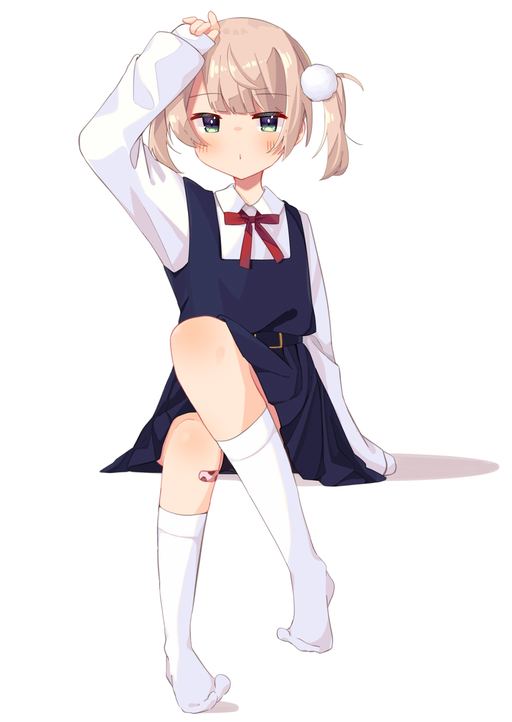 Safebooru - 1girl :o absurdres aged down bandaid bandaid on knee bandaid on leg belt blue dress ...